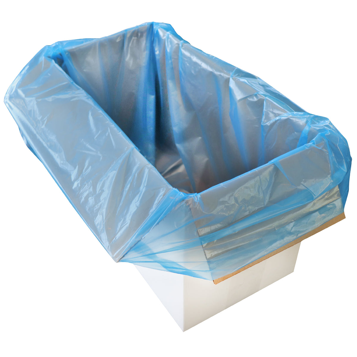 Box Liner : 14" x 12.5" x 28" 2.0 Mil LLDPE Blue Gusseted Food Grade L ...